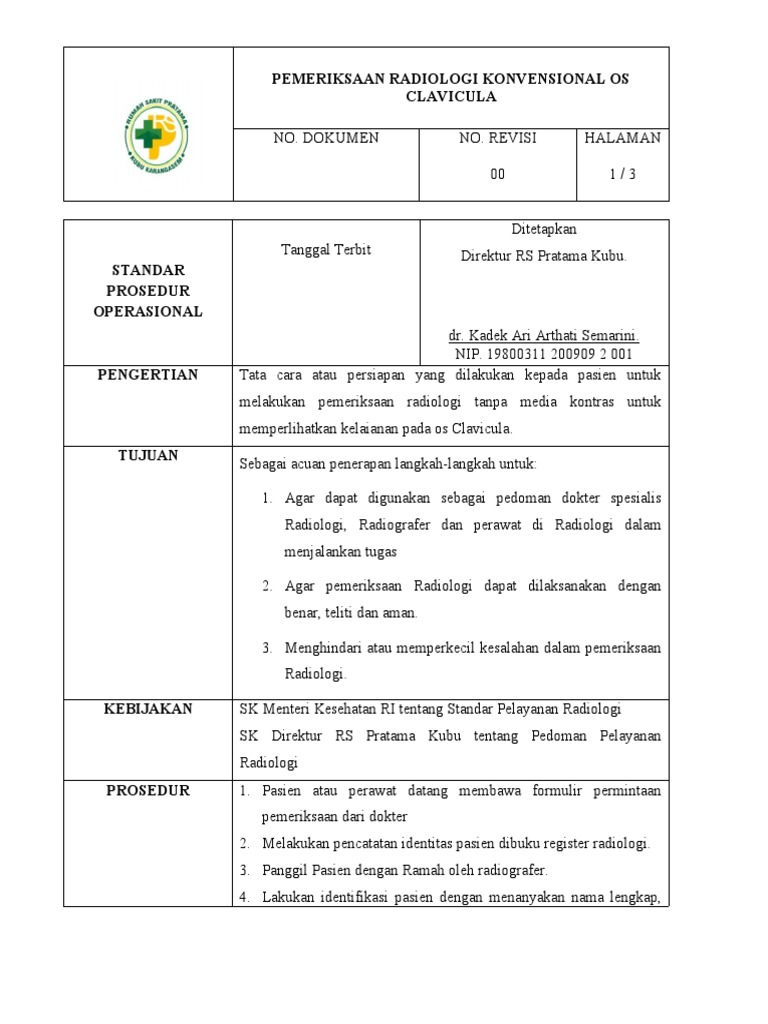 Prosedur Radiologi Os Clavicula | PDF