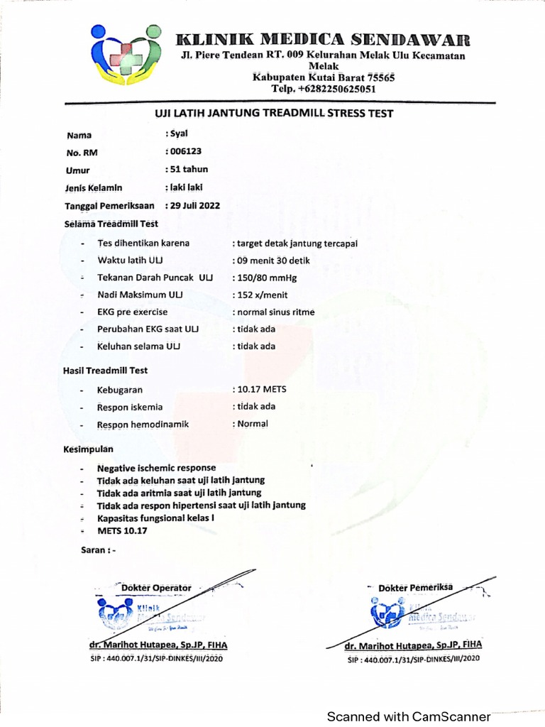 Hasil Treadmill Pak Syal | PDF