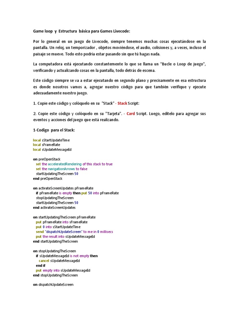 Estructura Basica para Juegos Livecode | PDF | Informática