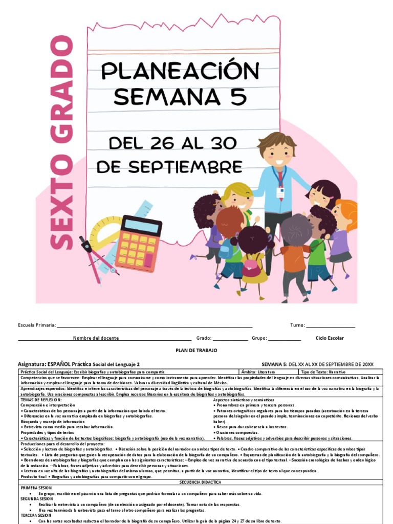 Planeacion Semana 5 Sexto Grado 2022 | PDF | Sistema de información geográfica | Ritmo