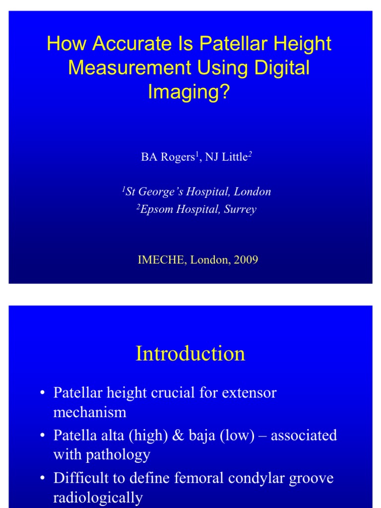 Patella Height Assessment Following Knee Replacement | PDF