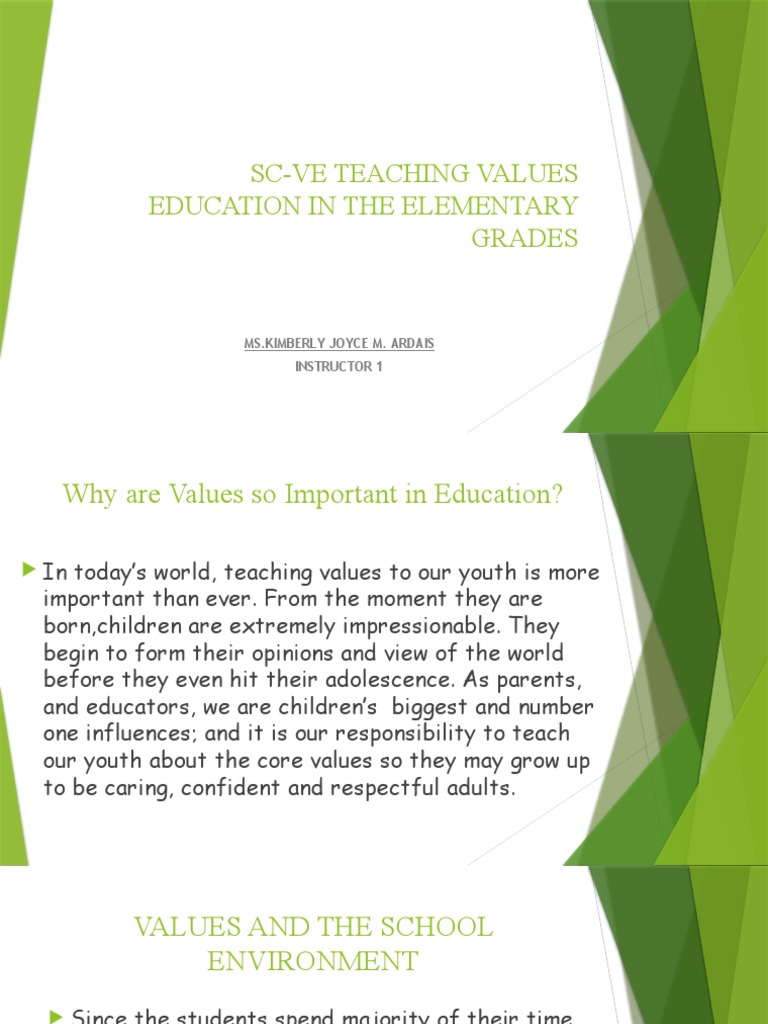 Sc-Ve Teaching Values Education in The Elementary Grades | PDF ...