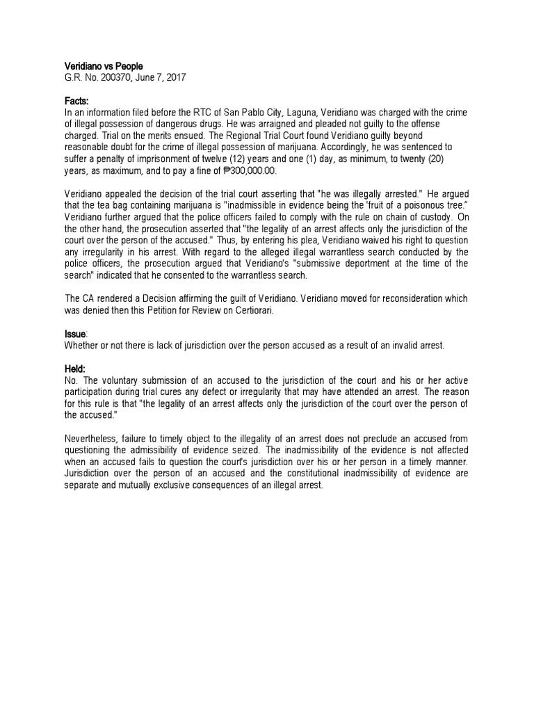 Veridiano Drug Possession Case Ruling | PDF | Social Science