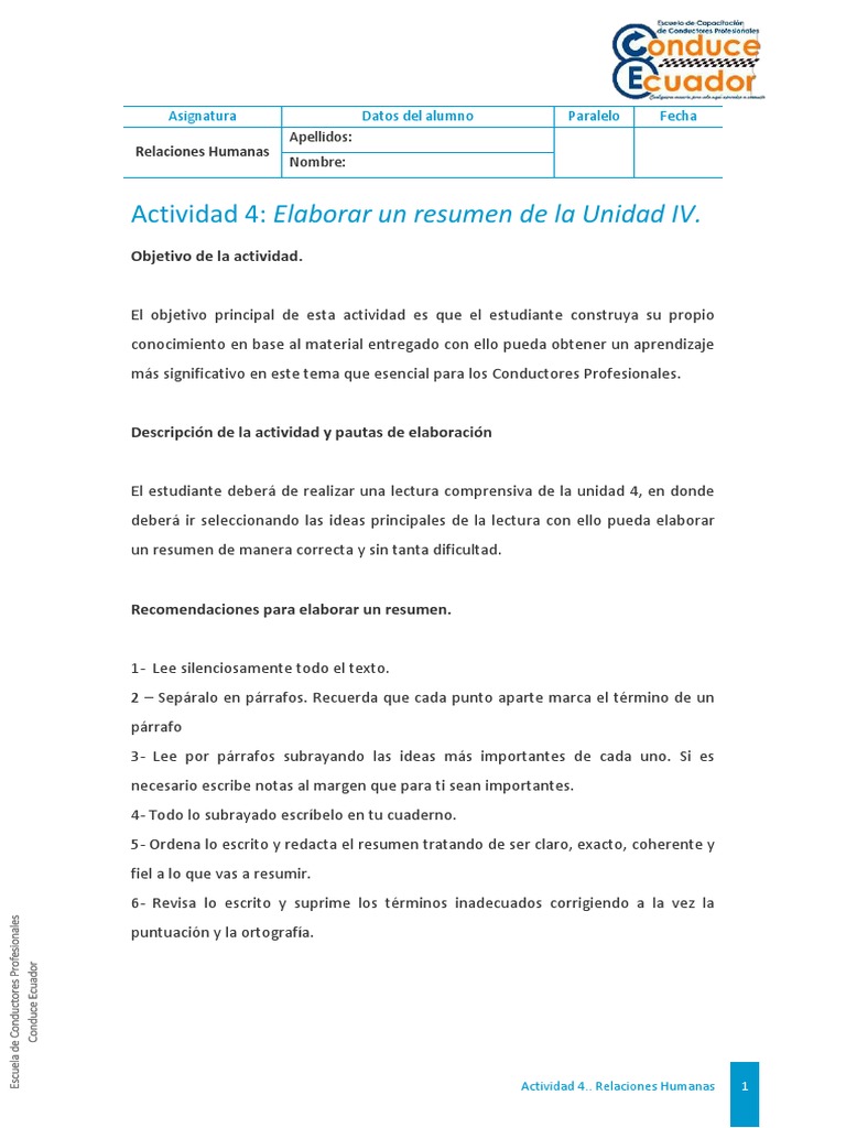 Actividad 4-Relaciones Humanas | PDF | Comunicación | Cognición