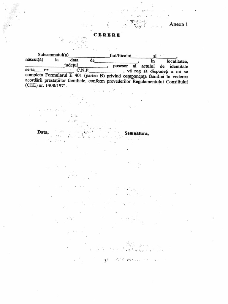 4 - Cerere Pentru Formularul E401 | PDF