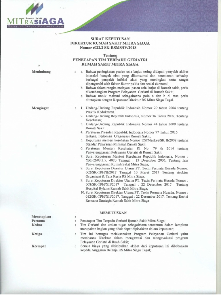 SK - Penetappan - Tim - Terpadu - GHeriatri ADELLA | PDF