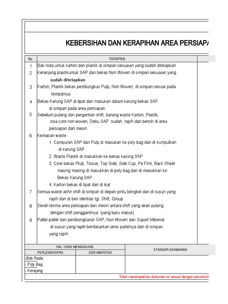 Instruksi Kerja Kerapihan Area Mesin | PDF