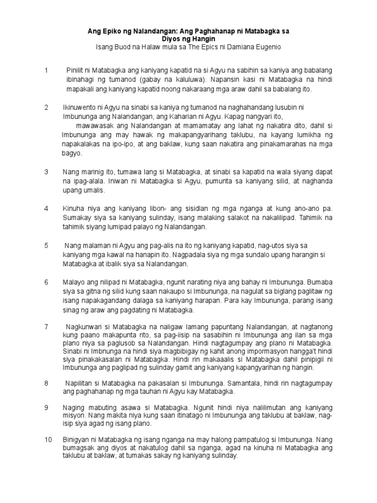 Ang Epiko NG Nalandangan | PDF