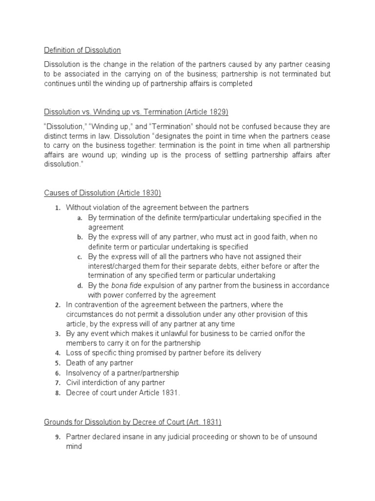 Dissolution and Winding Up | PDF | Liquidation | Partnership