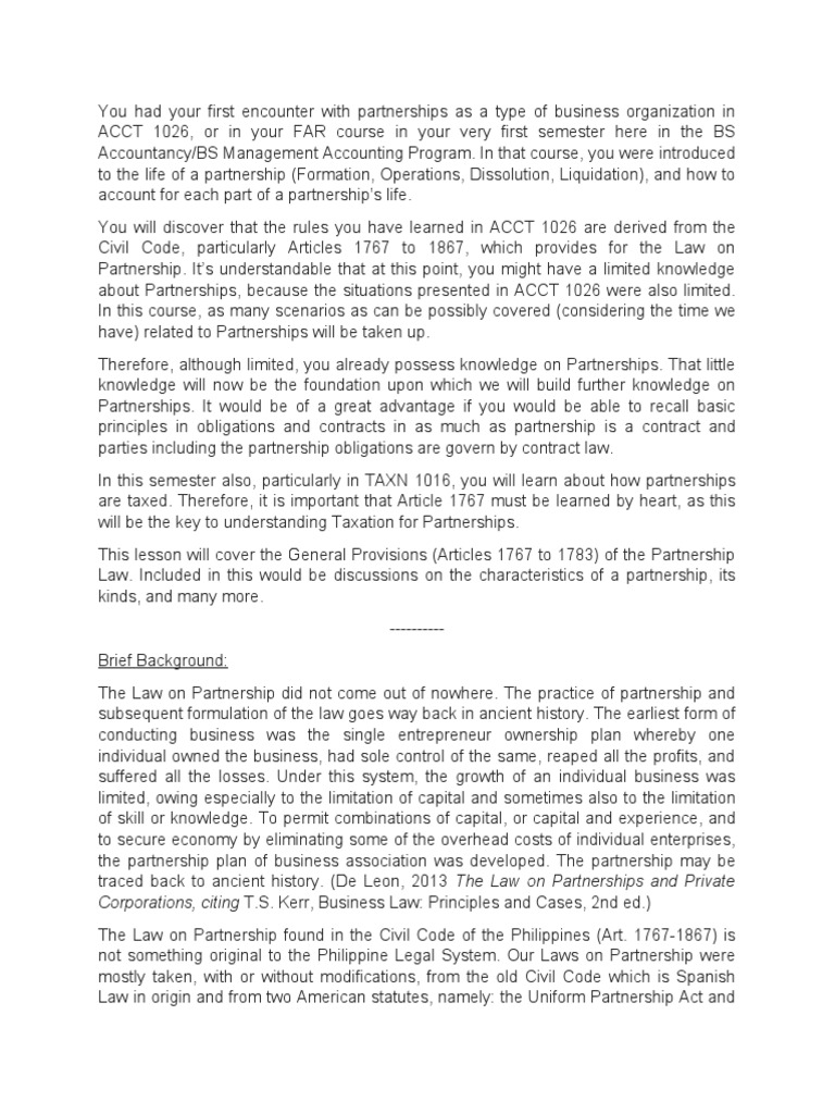 General Provisions of The Partnership Law | PDF | Partnership | Hewlett ...