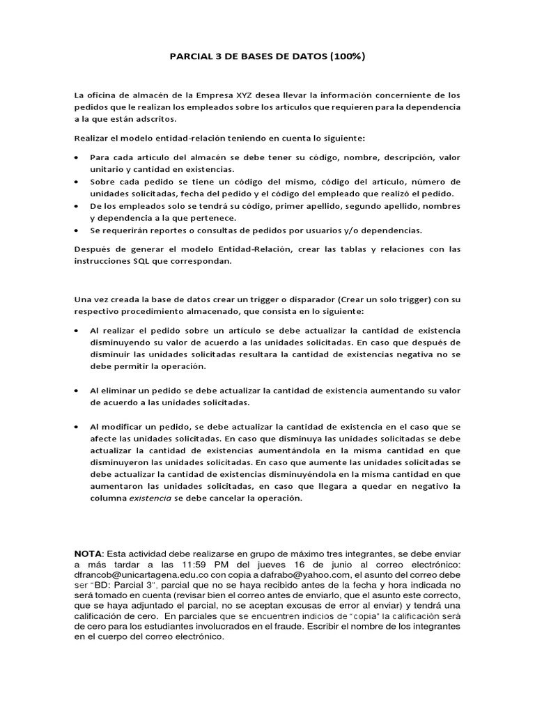 Parcial 3 | PDF | Bases de datos | SQL