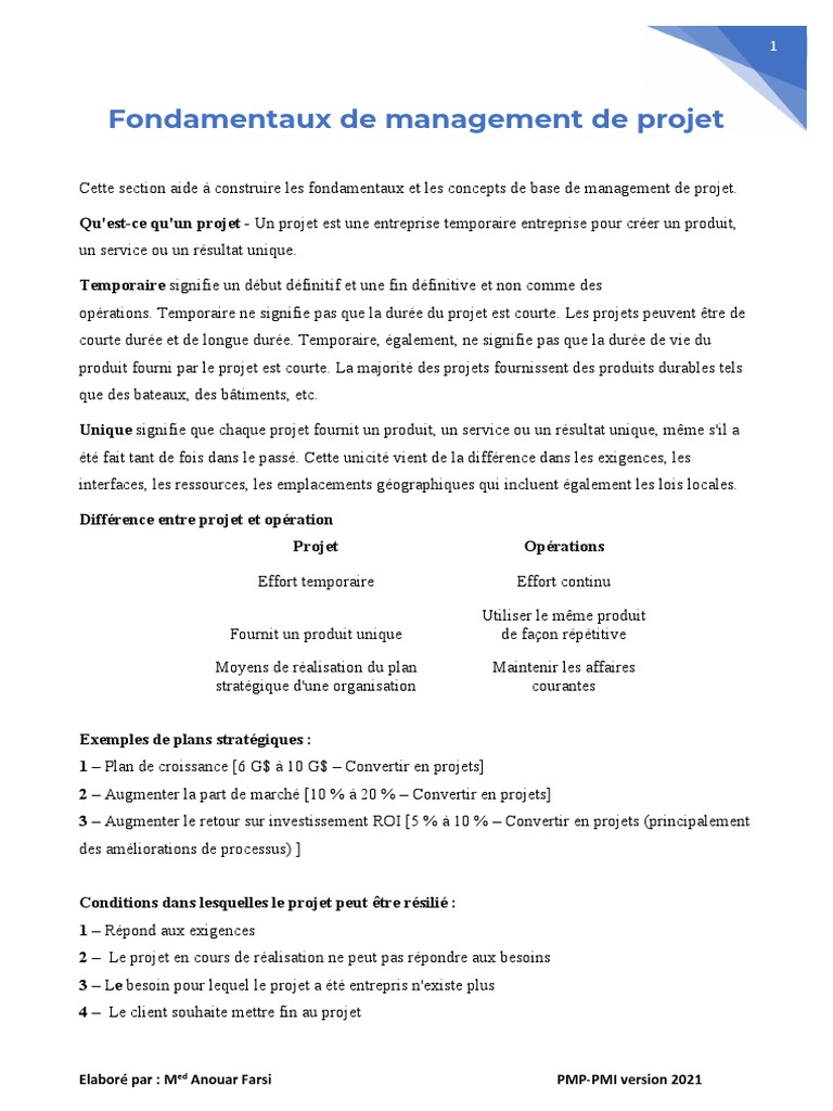 Fondamentaux du management de projet | PDF | Gestion de projet | Business