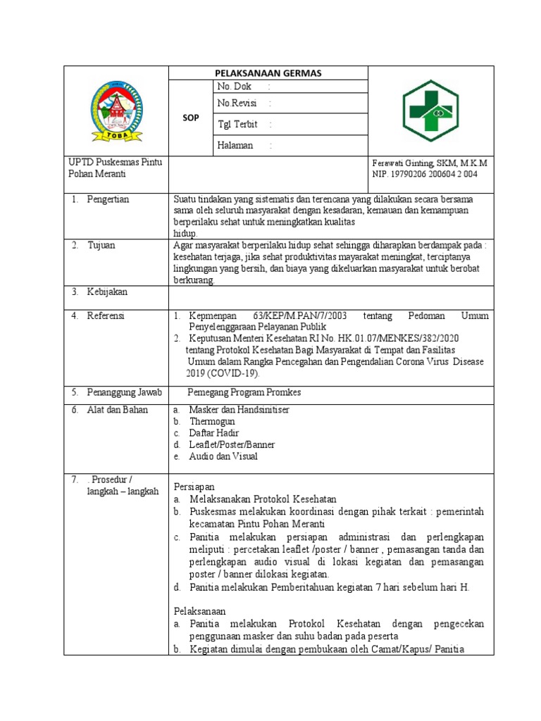 Sop Instalasi Farmasi PKM | PDF