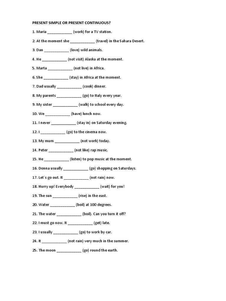 Present Simple - Present Continuous | PDF