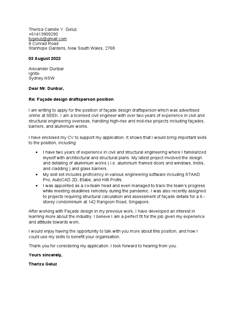 SEEK Free Cover Letter Template | PDF
