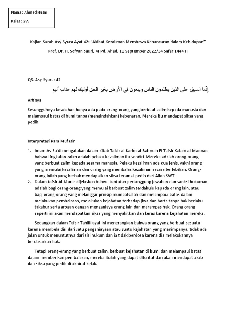 Ahmad Husni - PBA 3 (Asy Syura Ayat 42) PDF | PDF | Hukum | Agama ...
