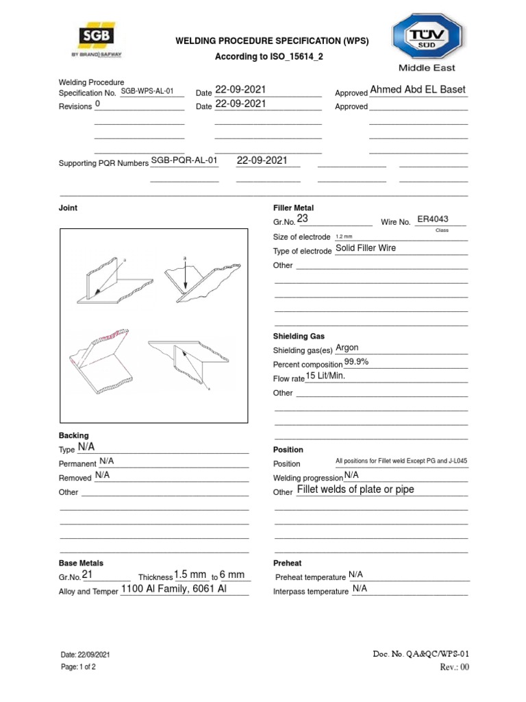 SGB WPS Al 01 | PDF | Construction | Welding