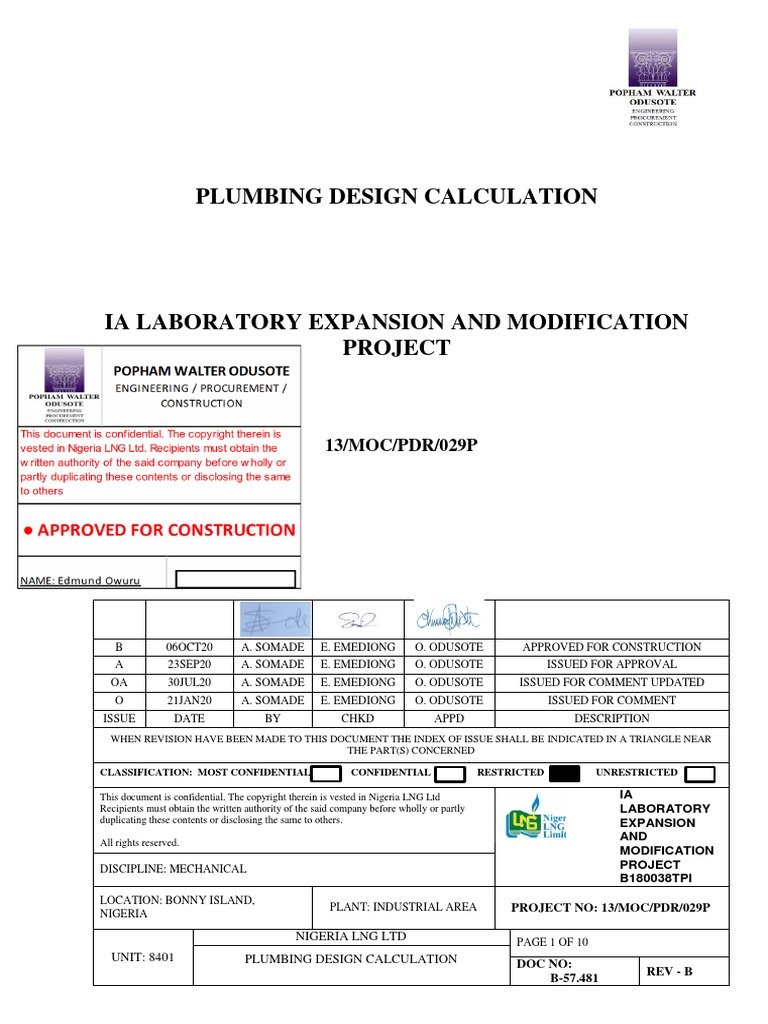 B-57.481 - B - Plumbing Design Calculation | PDF | Plumbing | Toilet