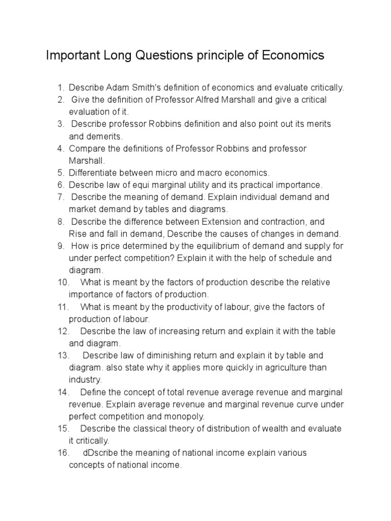 Key Questions in Principles of Economics | PDF