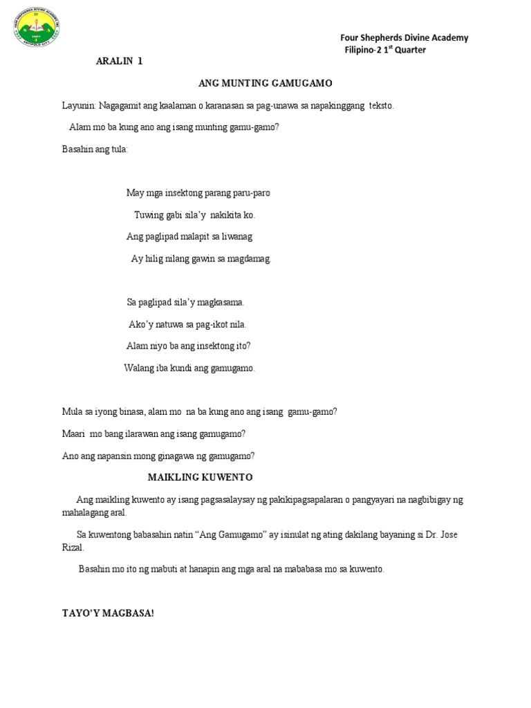 1st Quarter Filipino | PDF