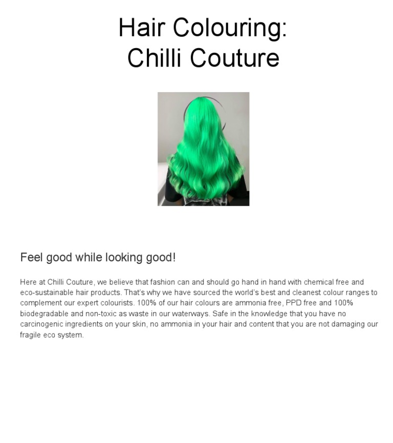 Chilli Couture Hair Colouring | PDF | Cooking, Food & Wine | Wellness