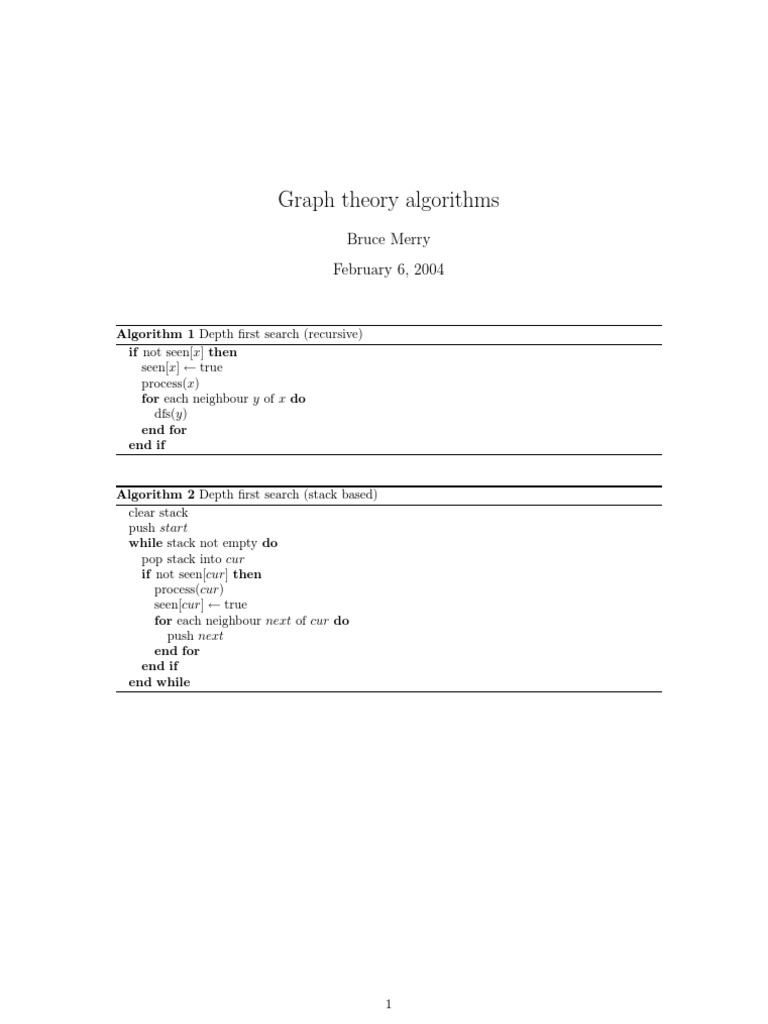 Graph Theory Algorithms Overview | PDF | Teaching Methods & Materials ...