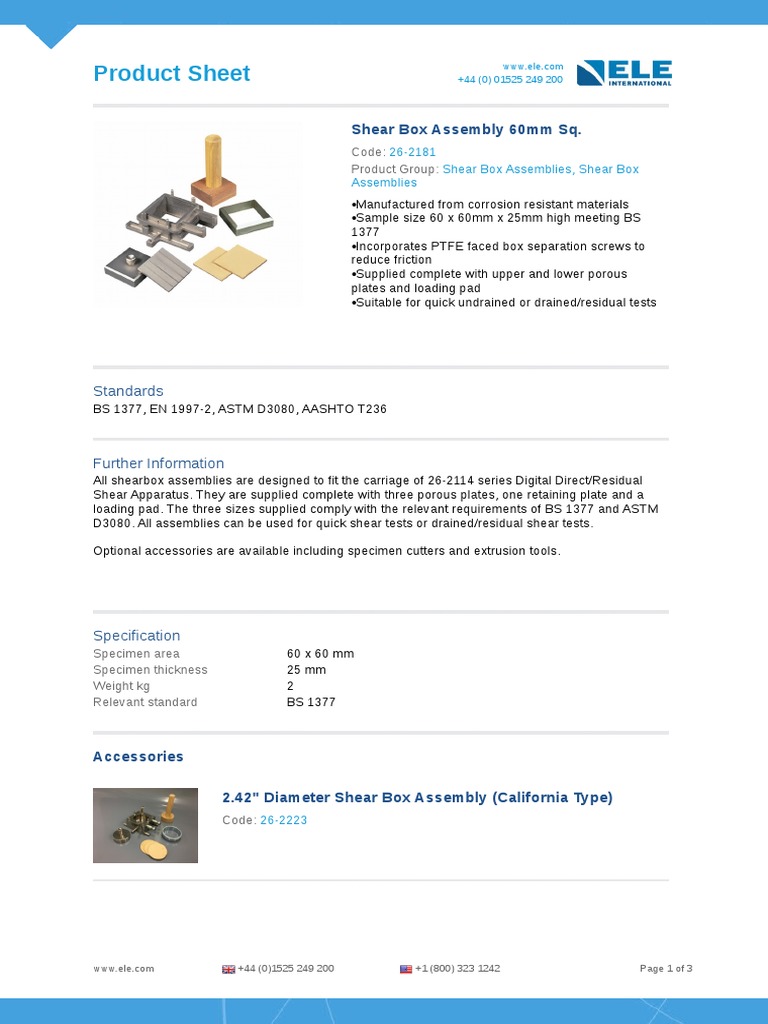 Shear Box Assembly Specifications | PDF | Extrusion | Screw