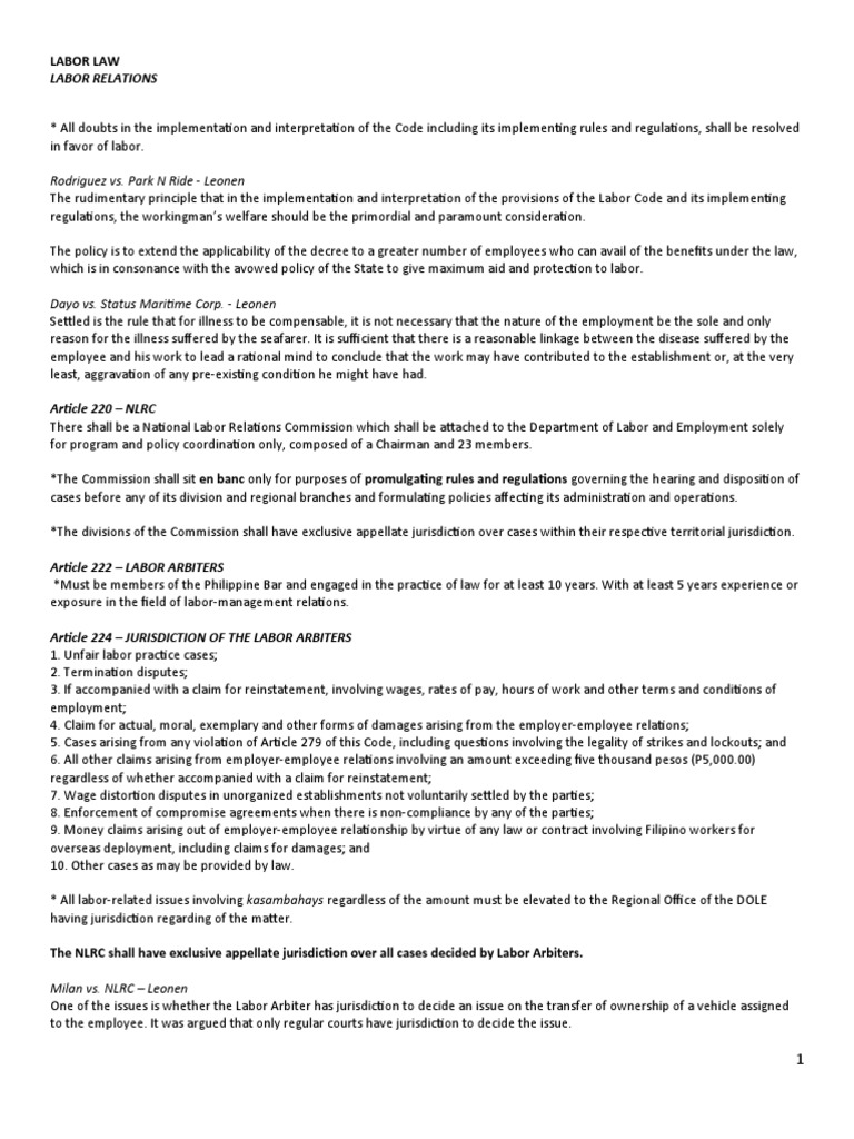 Philippine Labor Law Overview | PDF | Employment | Collective Bargaining