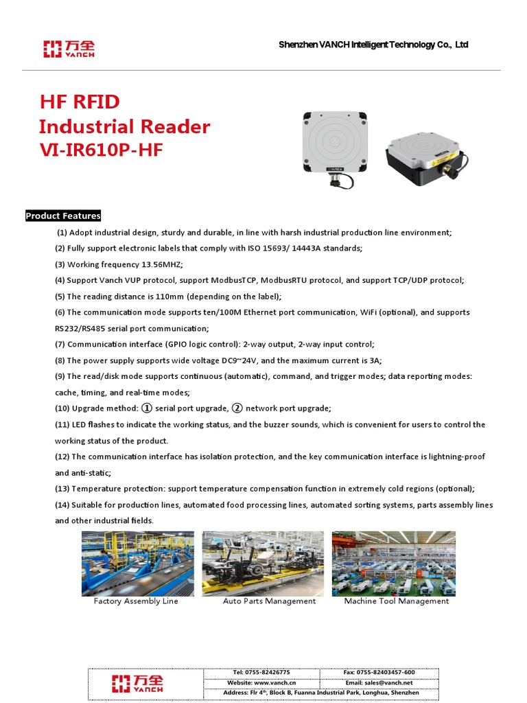 Industrial HF RFID Reader VI-IR610P-HF | PDF | Power Supply | Wi Fi