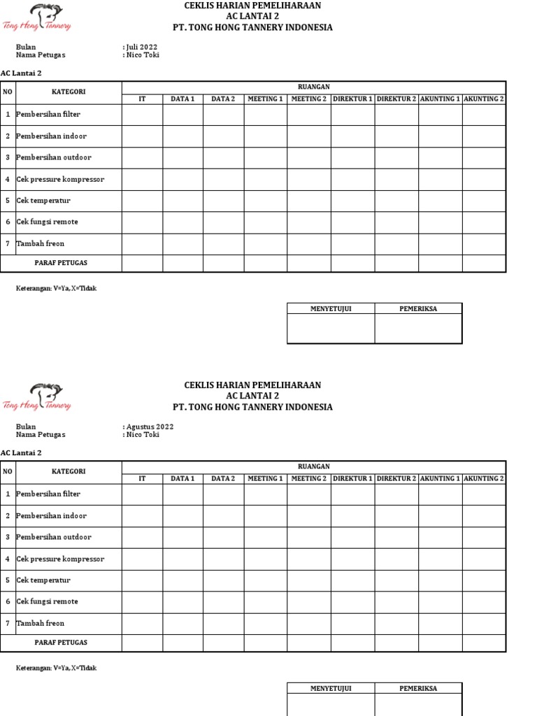 Checklist Ac Lantai 2 2022 | PDF | Teknologi & Rekayasa