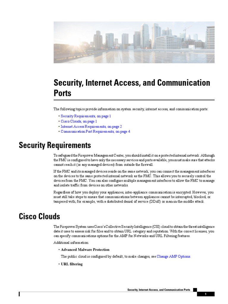 Internet Access and Communication Port Requirements for Security and Firepower System Operations ...