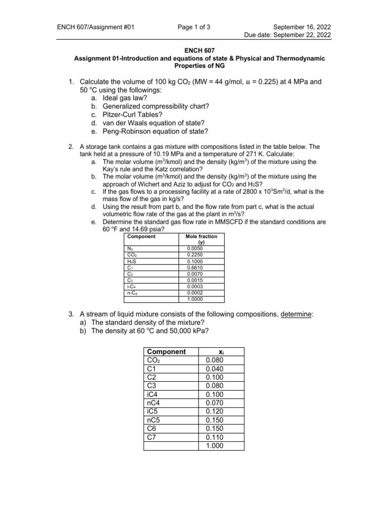 Assignment 01 | PDF | Gases | Density Assignment 01 | PDF | Gases | Density