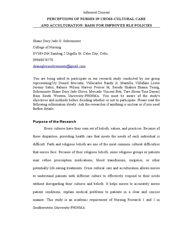 Consent Form | PDF | Nursing | Informed Consent