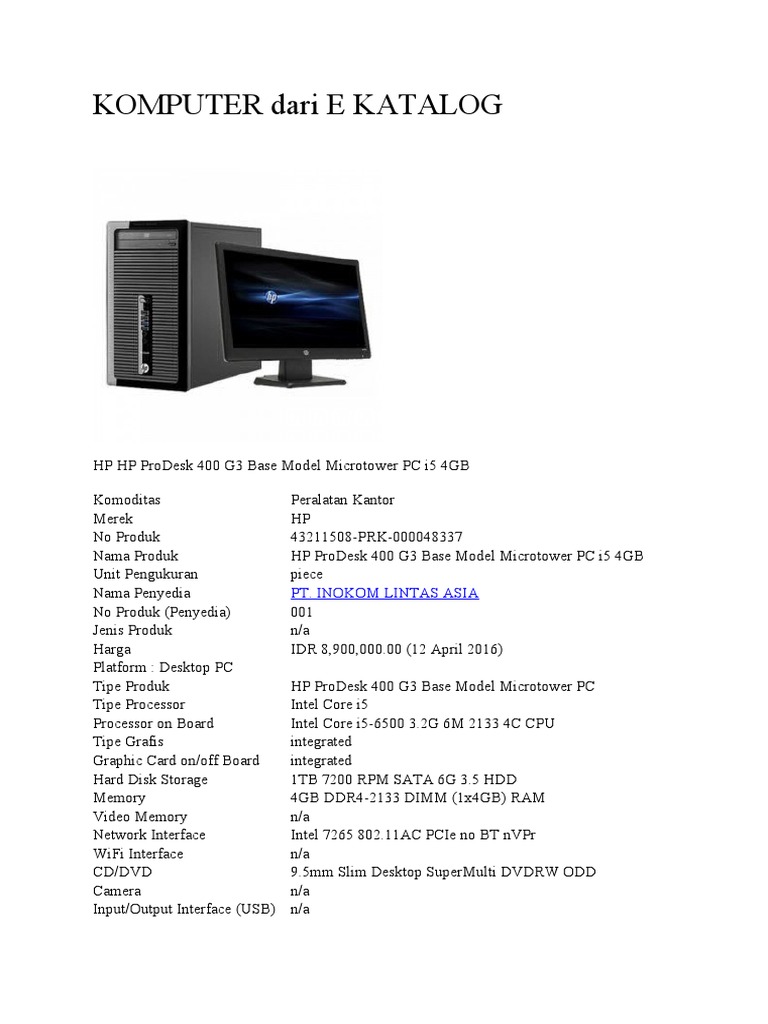 Komputer Dari e Katalog | PDF | Personal Computers | Printer (Computing)