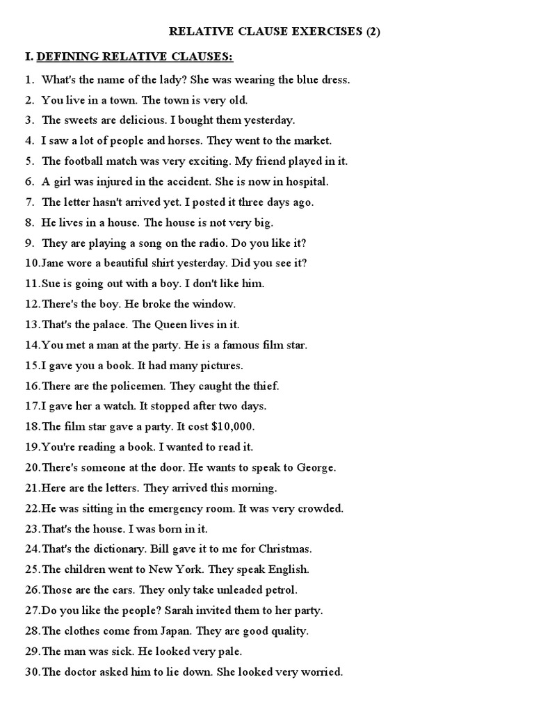 Relative Clause Exercises for Practice | PDF | Politics | Art