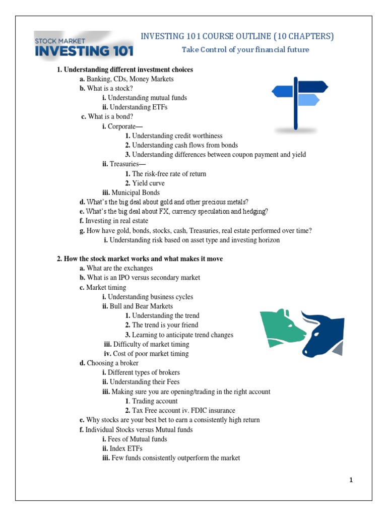 Investing 101 Course Outline | PDF | Investing | Bonds (Finance)