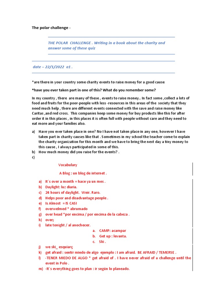 Polar Challenge Charity Insights | PDF | Travel | Language Arts ...