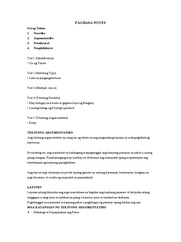 Pagbasa Notes - Midterm | PDF
