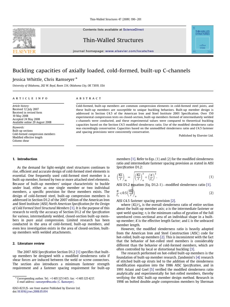 8 - Buckling Capacities of Axially Loaded, Cold-Formed, Built-Up C ...