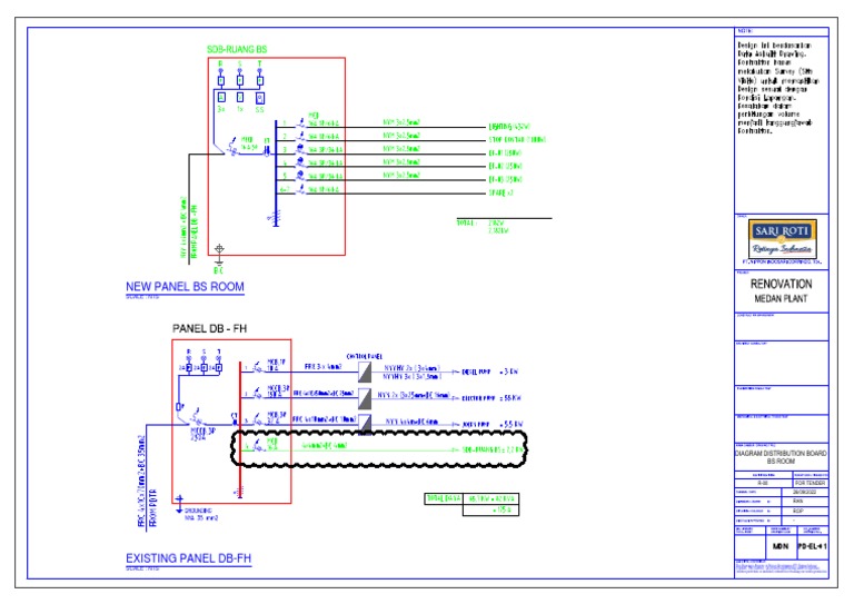 Pd-El-01 - Diagram Distribution Board BS Room | PDF