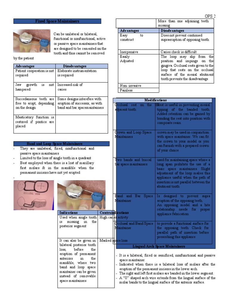 Fixed Space Maintainers | PDF | Medical Specialties | Dentistry Branches