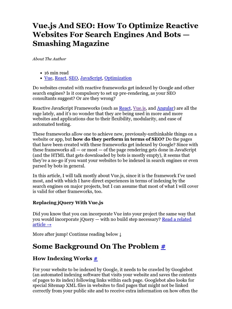 Vue Js And Seo How To Optimize Reactive Websites For Search Engines And Bots Smashing