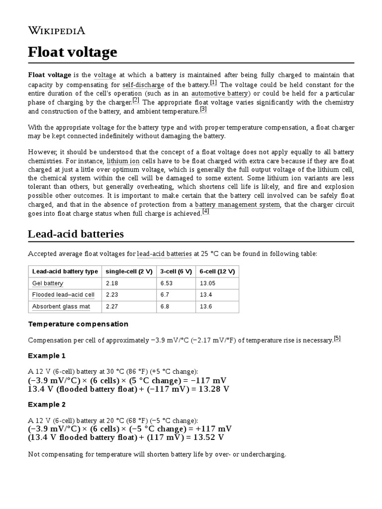 Float Voltage | PDF | Battery Charger | Battery (Electricity)