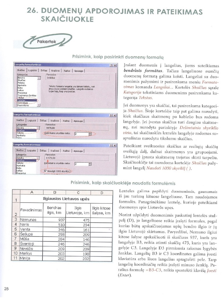 Excel 26 Tema Formulės Lentelėes | PDF