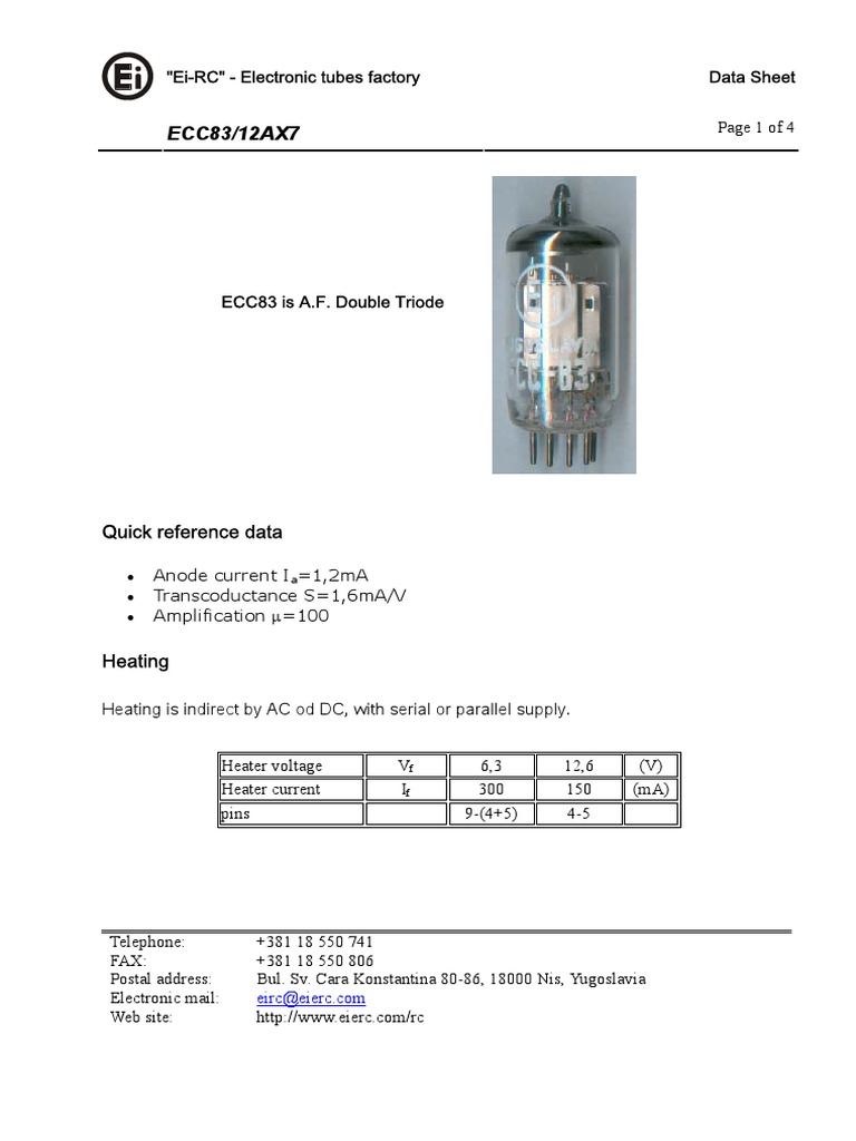 12AX7-Ei-RC | PDF | Vacuum Tube | Electrical Engineering
