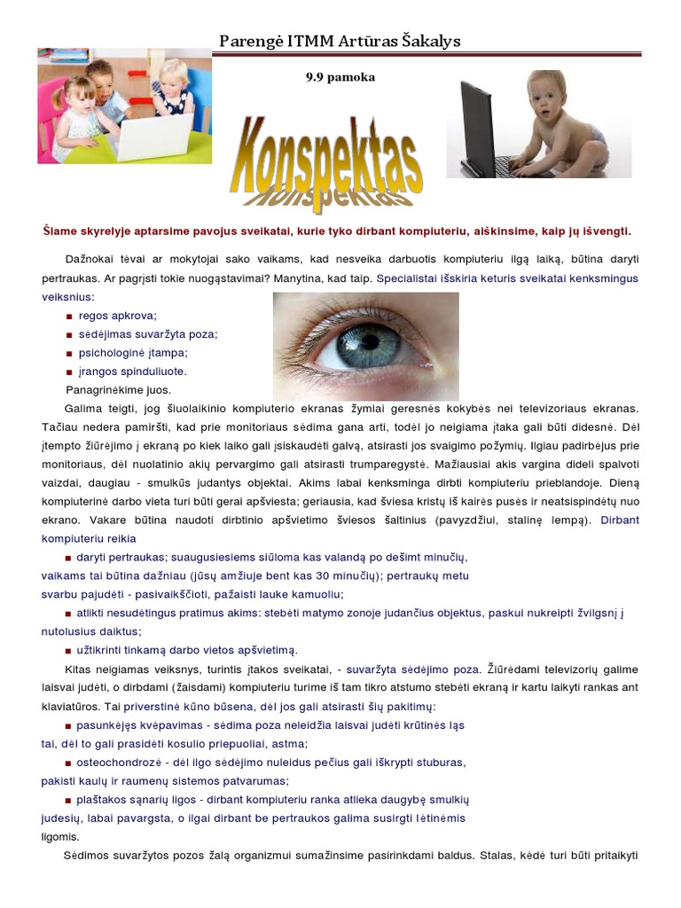 Pavojai Dirbant Kompiuteriu | PDF