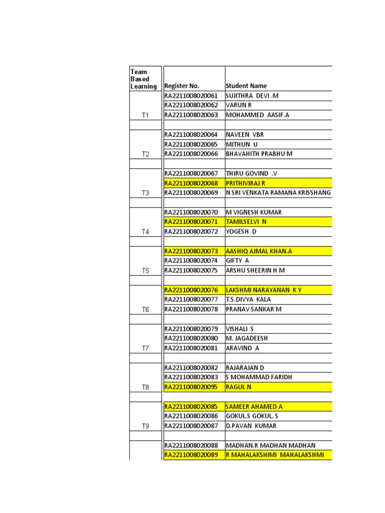 Student Register & Math Tasks | PDF | Mathematics | Elementary Mathematics