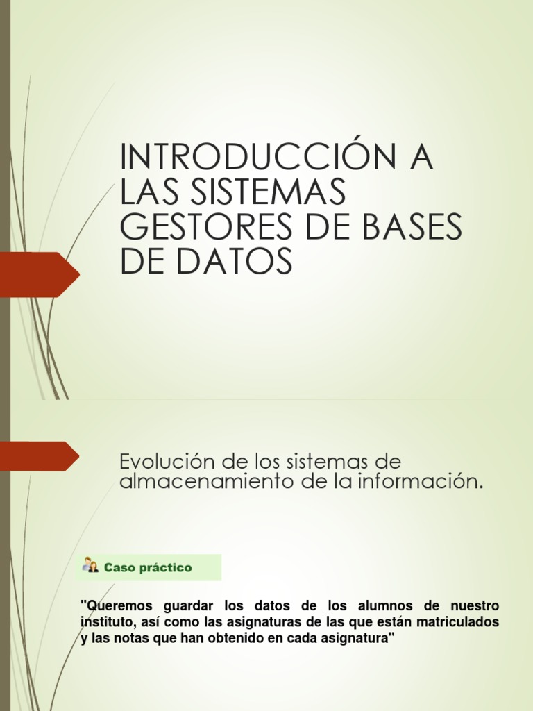 Presentación Tema 1 | PDF | Bases de datos | Archivo de computadora