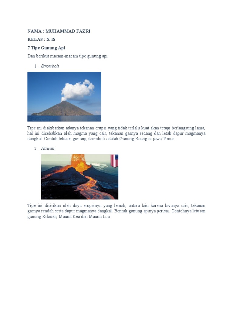 Tipe dan Contoh Gunung Api di Indonesia | PDF | Sains & Matematika