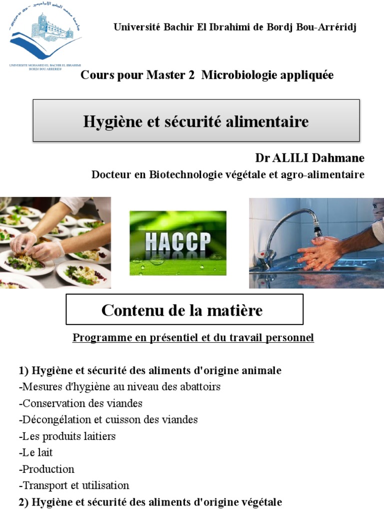 RésuméCoursHygiène-et-sécurité-alimentaire | PDF | Hygiène des aliments | Nourritures